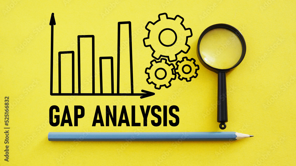 Gap analysis is shown using the text Stock Photo | Adobe Stock