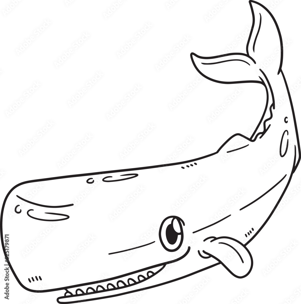 Sperm Whale Isolated Coloring Page for Kids Stock Vector | Adobe Stock