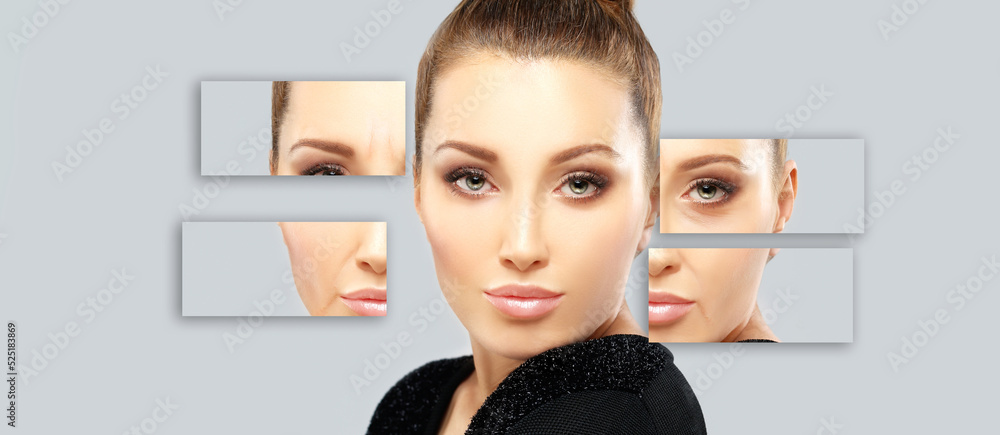 Effects of ageing,Frown scowl lines ,Nasolabial folds,Neck ,Under eye ...