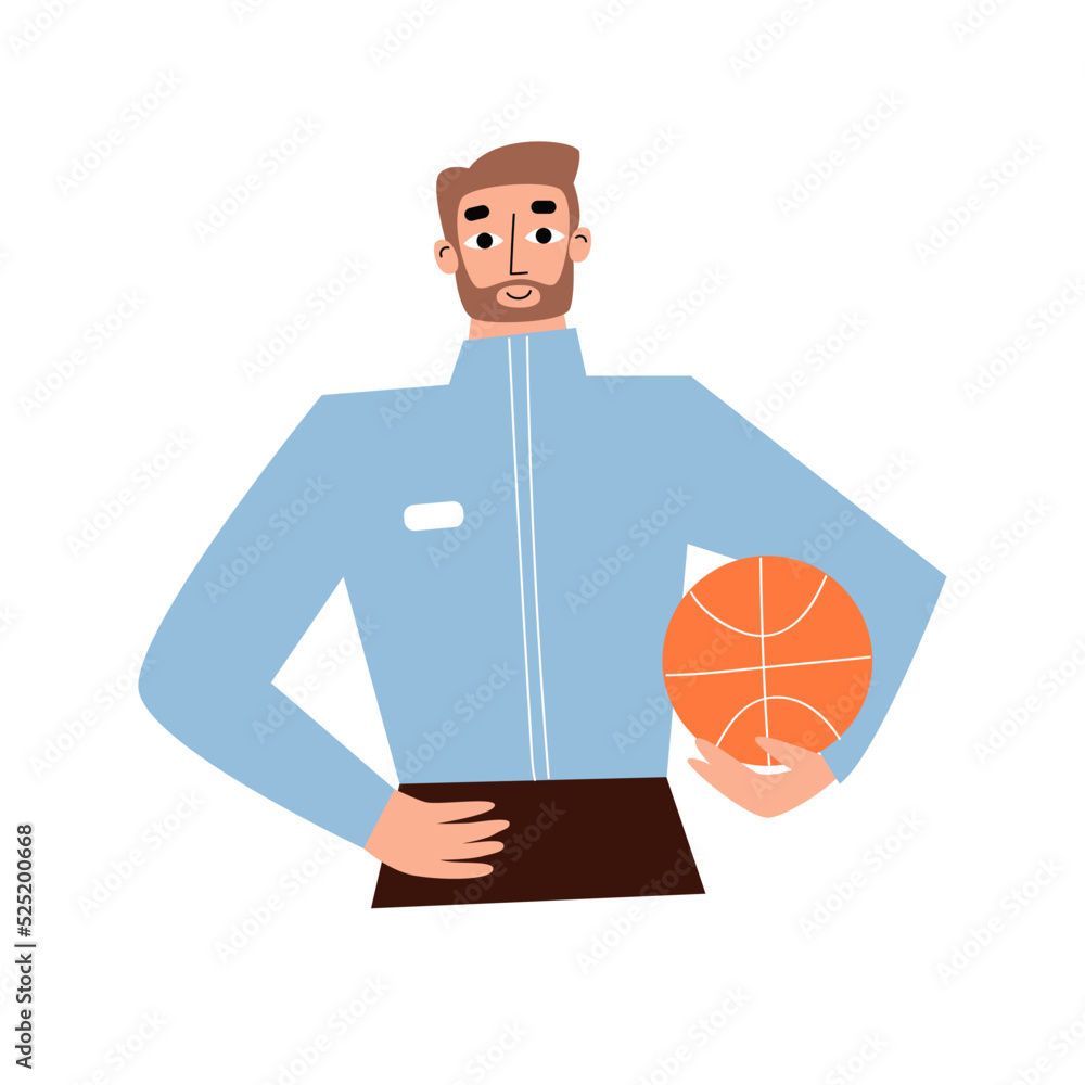 Mbti concept. Trainer character. Basketball Coach. Flat vector ...