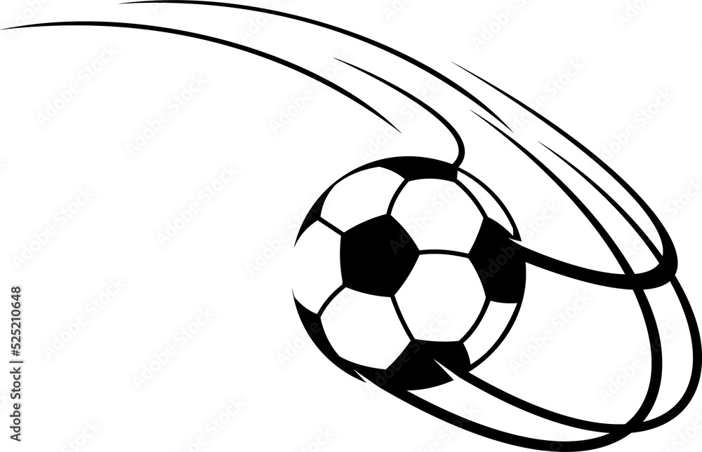 Flying soccer football ball in movement isolated Stock Illustration ...