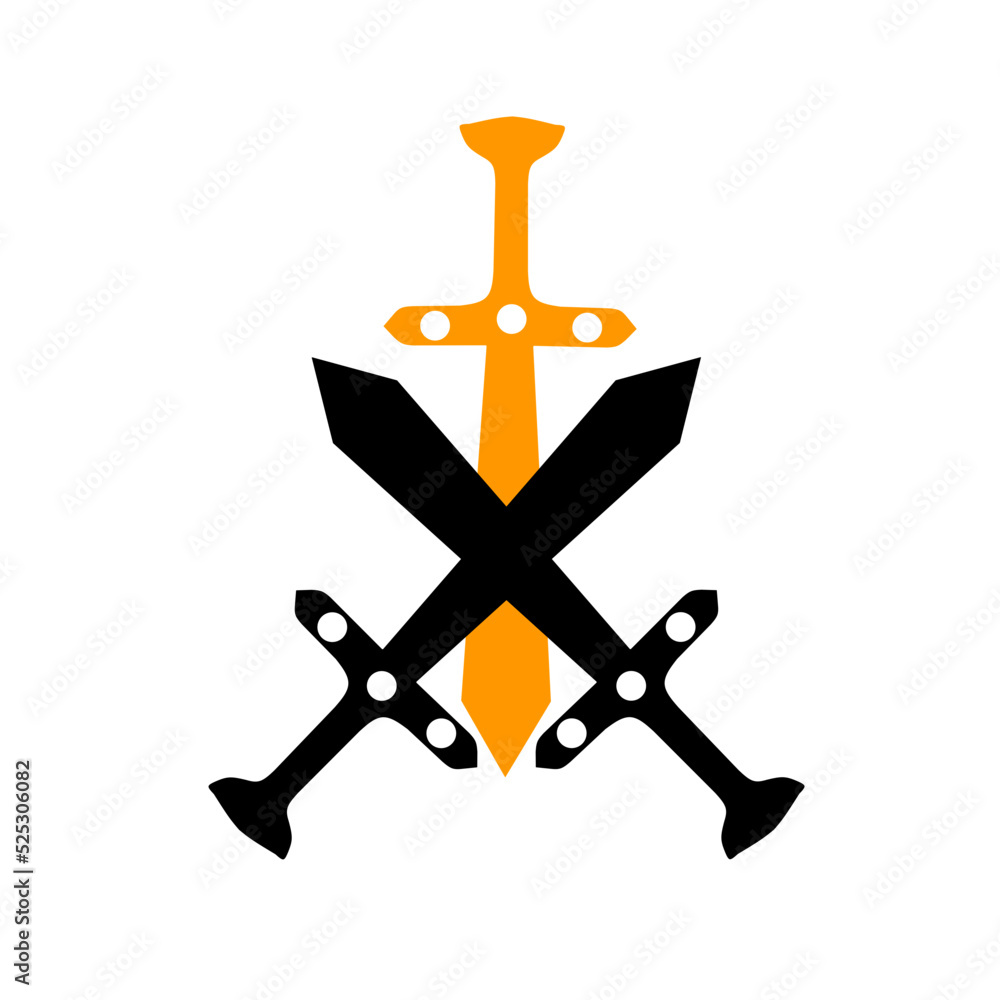vector 3 crossed swords on white background Stock Vector | Adobe Stock