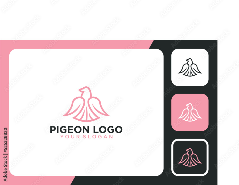 pigeon logo design with flying and line art Stock Vector | Adobe Stock