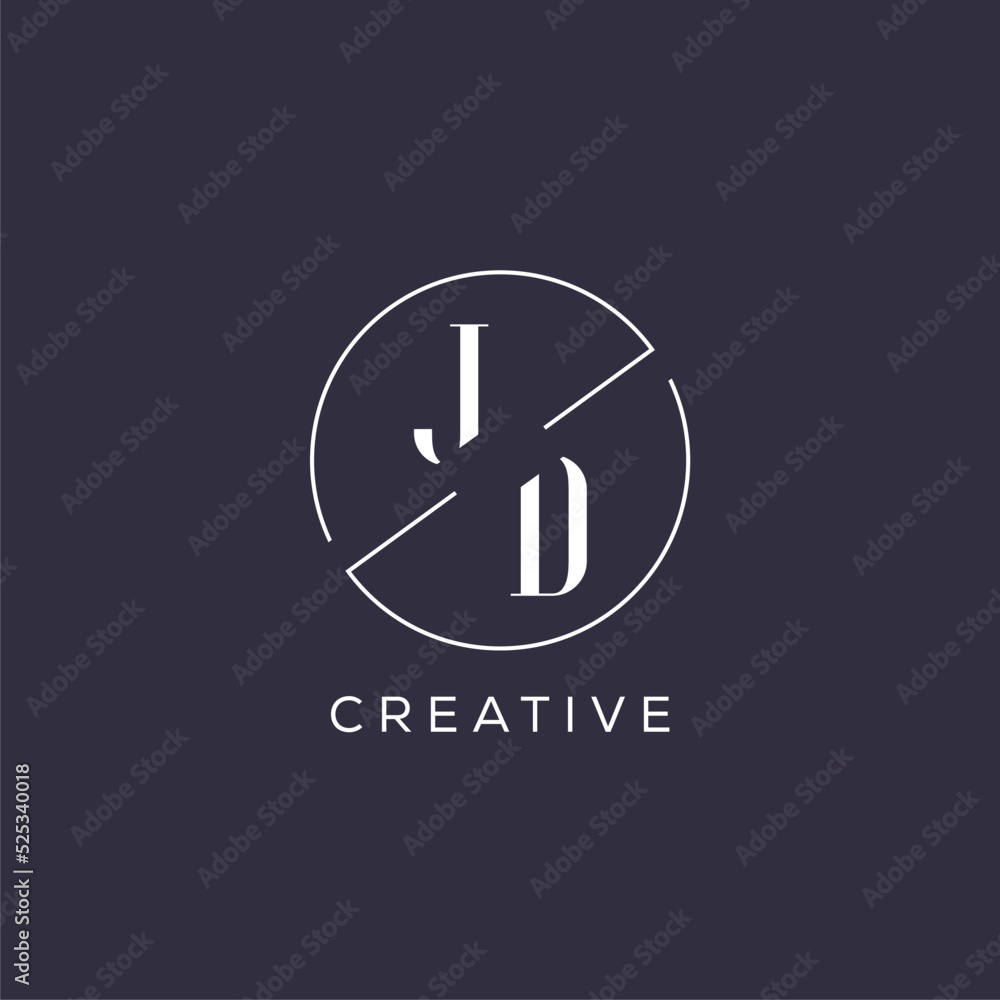 Elegant look monogram JD logo with simple circle line Stock Vector ...