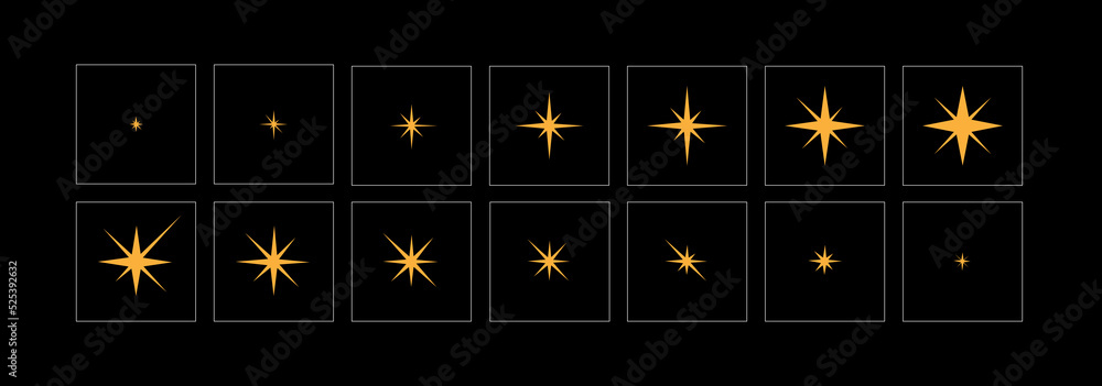 Colorful shine light FX. Shine effect sprite sheet for animation and motion design. Stock Vector ...