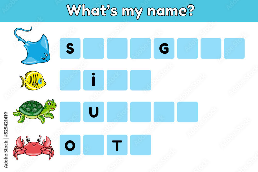 Educational game for children. Write the missing letters. Learning ...