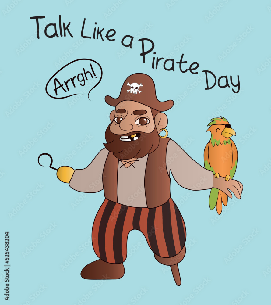 Captain of pirates on light blue background. Talk Like a Pirate Day ...