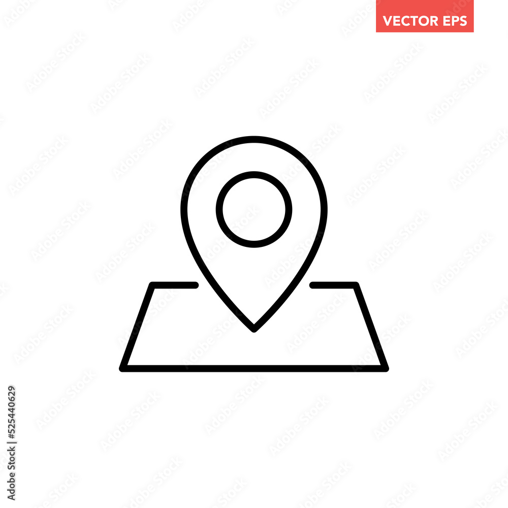 Black single map pin line icon, simple digital location pinpoint flat ...