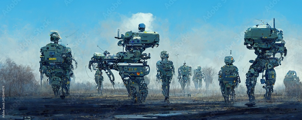 Robot AI army of the furture using military artificial intelligence AI enabled army with ...