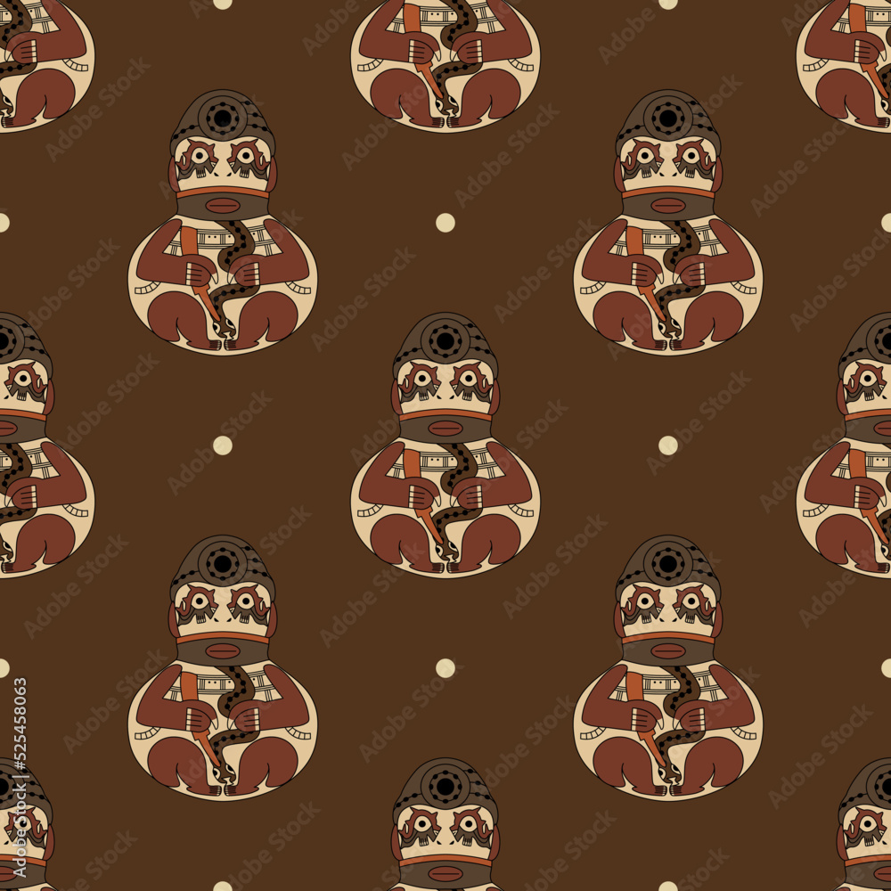 Seamless ethnic pattern with ancient Peruvian pottery of Nazca Indians ...