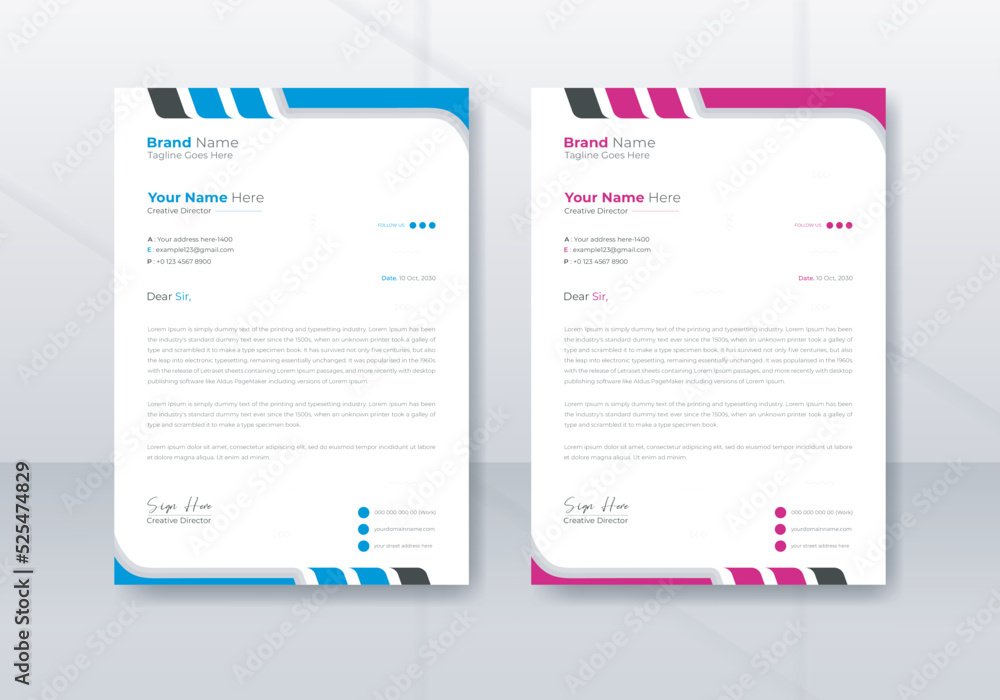 Professional letterhead template design for business projects. set to ...