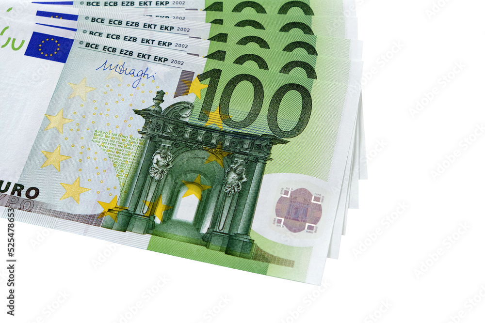 Euro 100 one hundred currency bills isolated transparent background ...