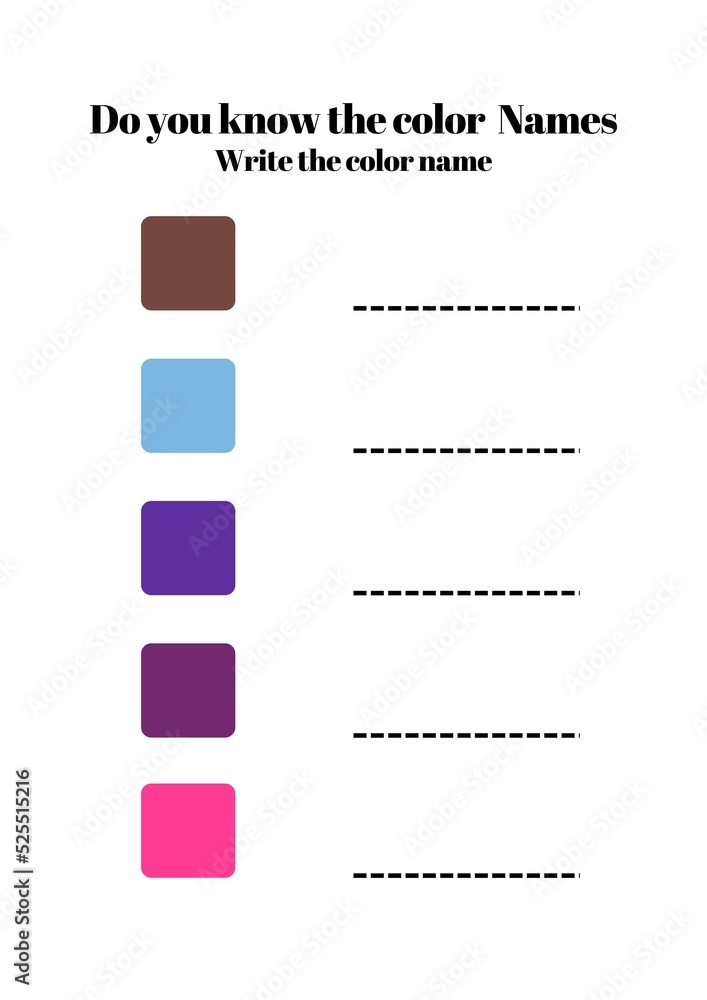 High Resolution Printable Colour Names Test Worksheets for Kids, Learn ...