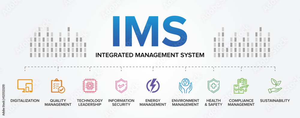 IMS - Integrated Management System concept vector icons set infographic ...