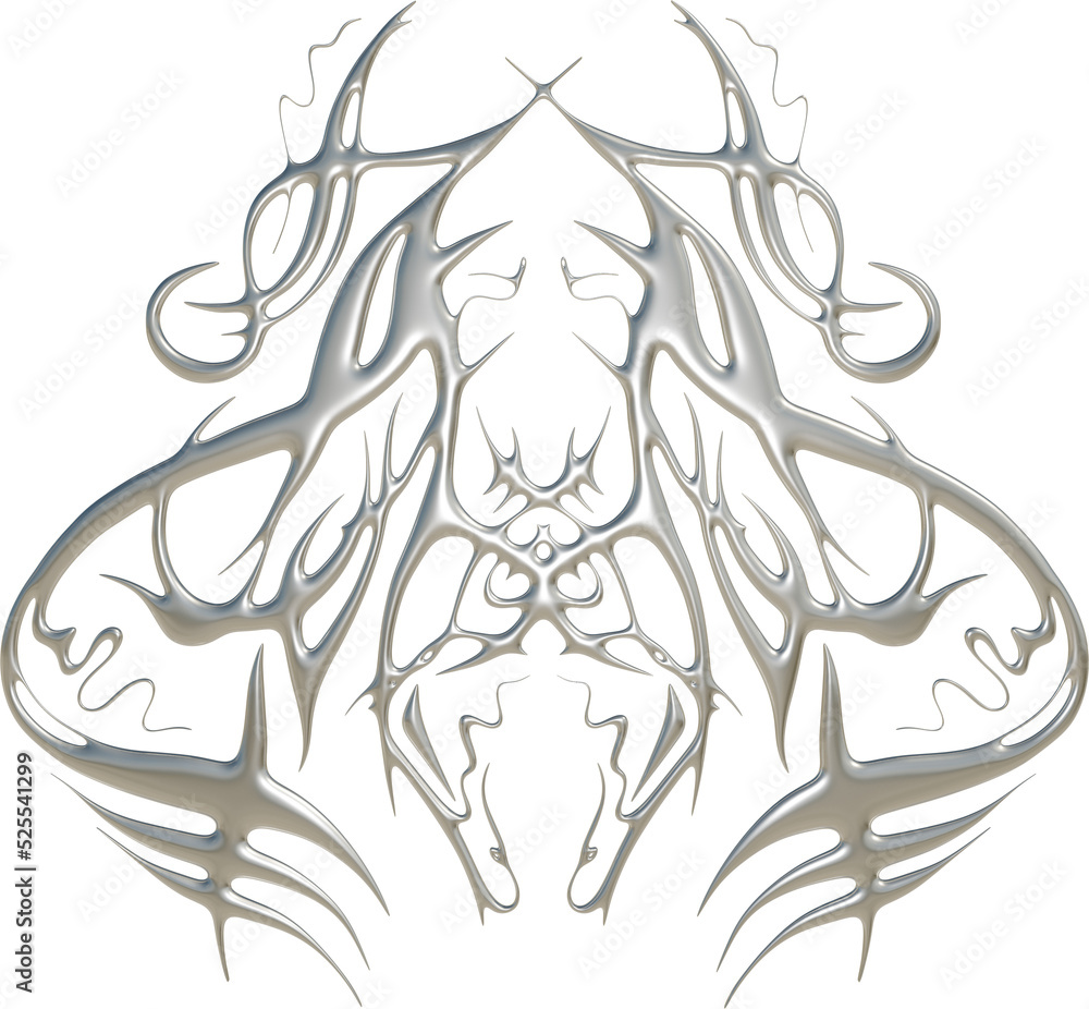 Ilustración de Stock tribal 90s metallic chrome 3D goth y2k techno ...