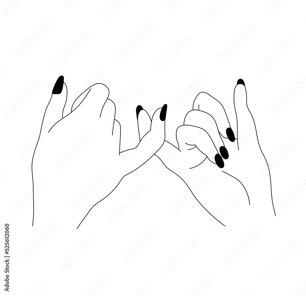 Vector isolated hands gesture pinky promise colorless black and white ...