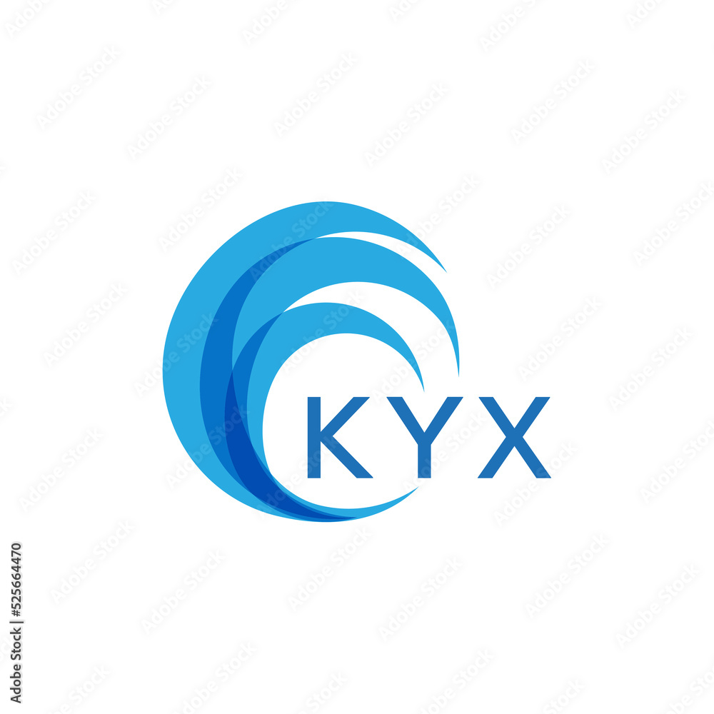 KYX letter logo. KYX blue image on white background. KYX Monogram logo ...