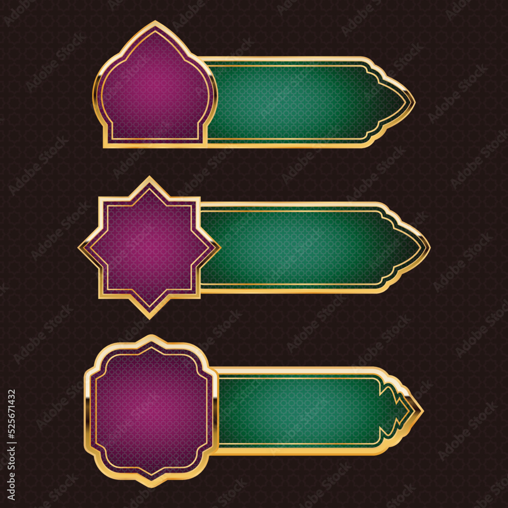 luxury golden Arabic Islamic text box title frame border and Islamic ...