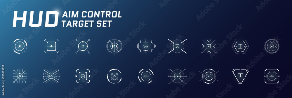 HUD aim control target system set. GUI and FUI interface. Futuristic ...