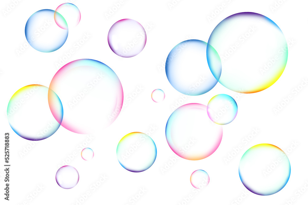 Many beautiful soap bubbles on white background Stock Photo | Adobe Stock