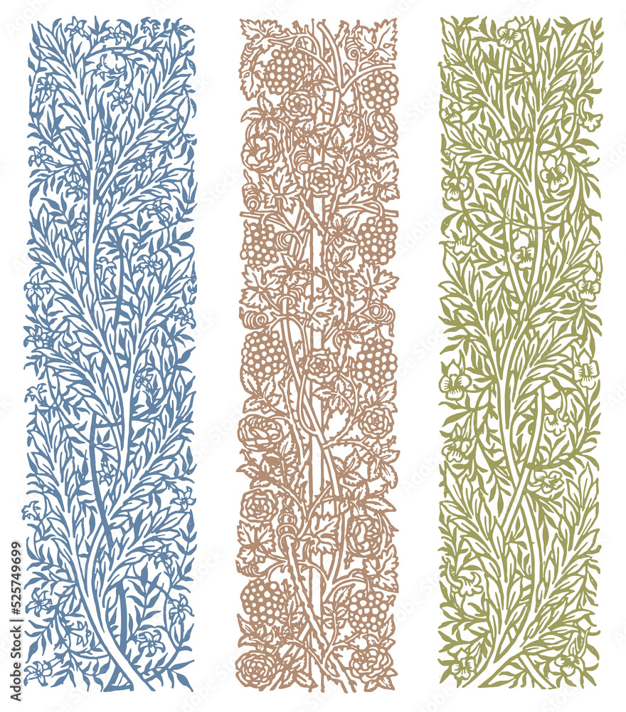 Floral pattern set. Leaves, vines and flowers. Wedding, card ...