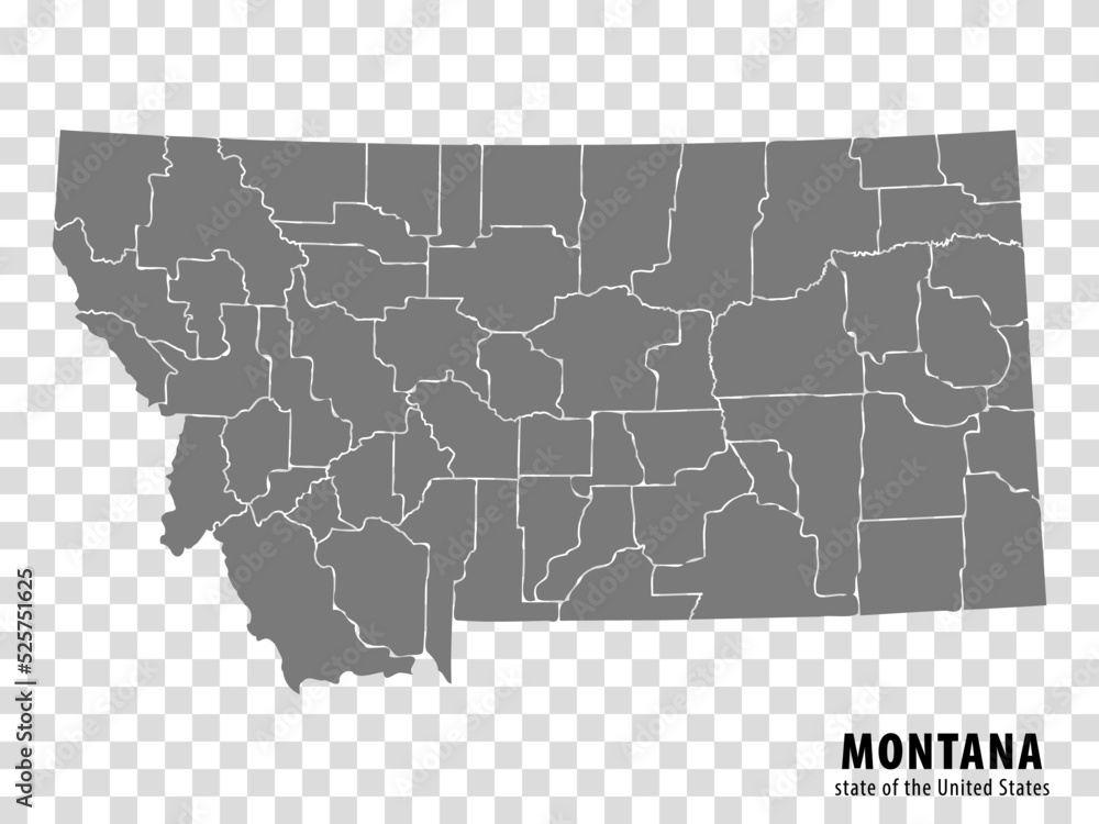State Montana map on transparent background. Blank map of Montana with ...