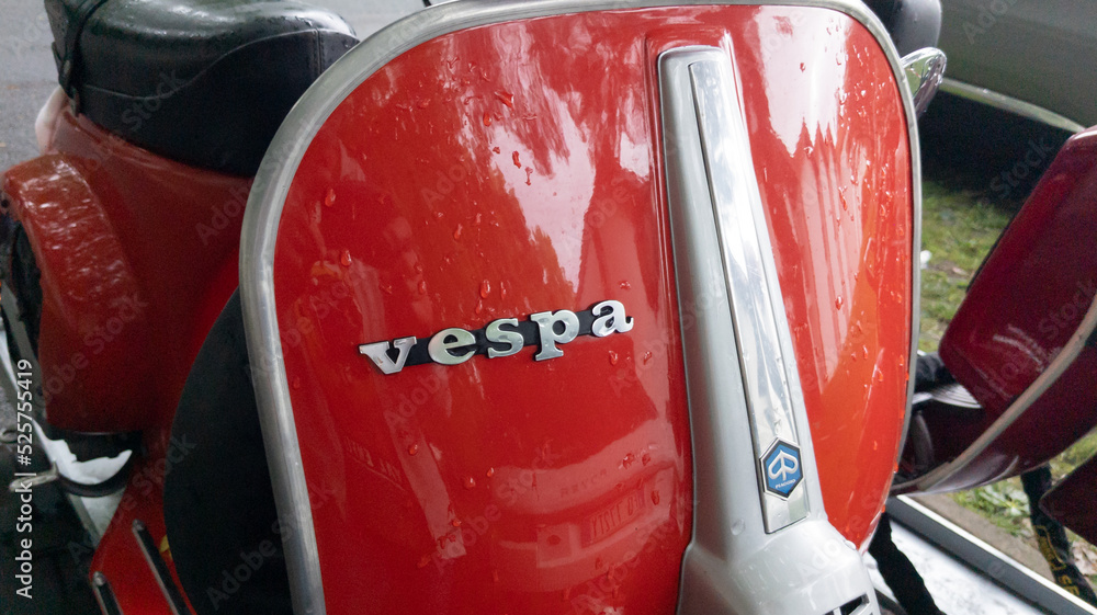 Vespa Vintage scooter italian logo sign and brand text in sixties ...