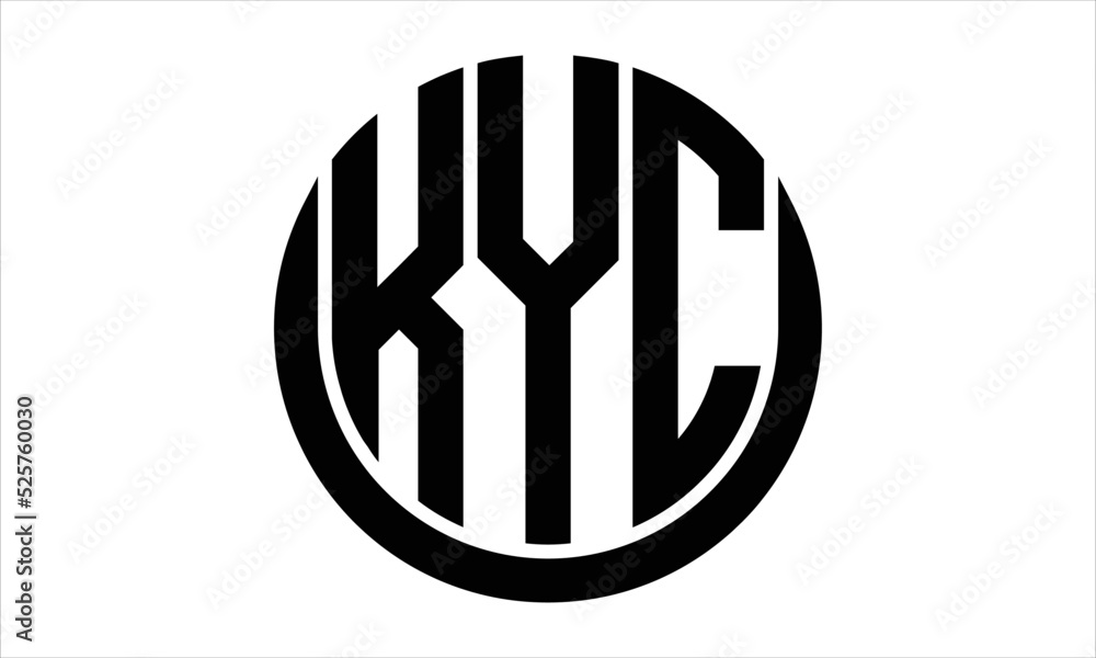 KYC three letter circle logo design vector template. monogram symbol on ...