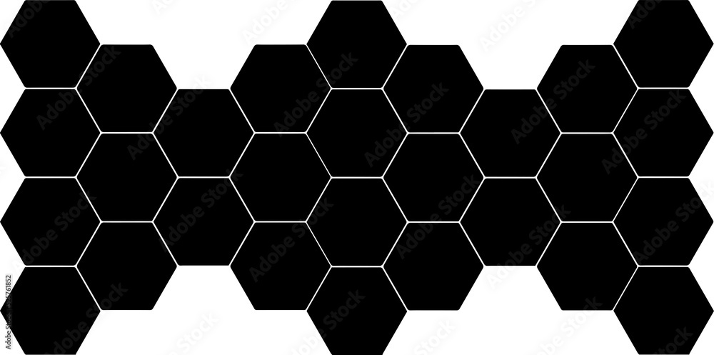 Black hexagon, honeycomb, design element, pattern with no strokes ...