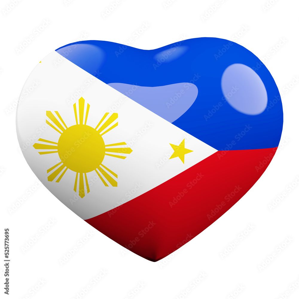 philippine flag heart 3d Stock Illustration | Adobe Stock