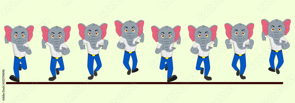 Stock-Vektorgrafik „Cute Elephant front Run cycle in School Uniform ...