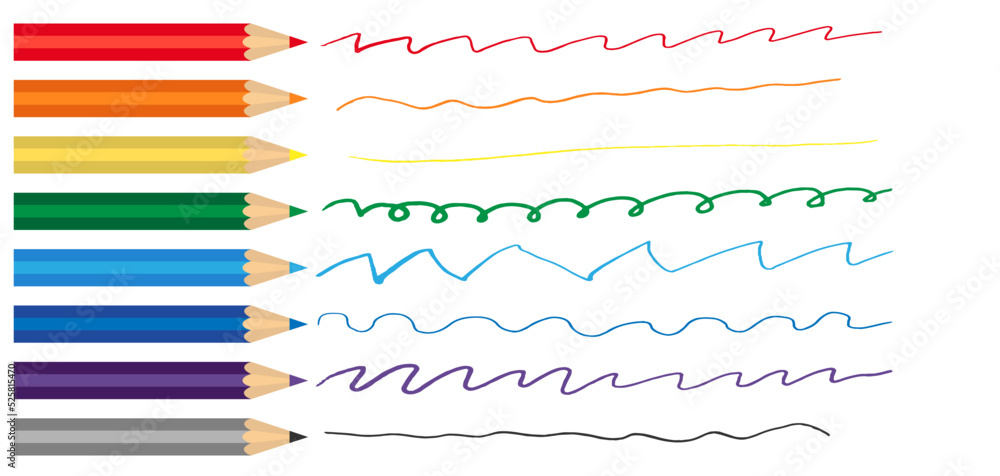 Clip art template with colored pencils on white background. Vector ...