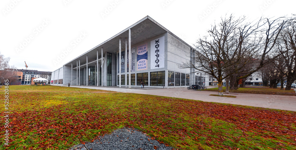 Facade of the New Pinakothek, the modern art museum of Munich, Germany ...