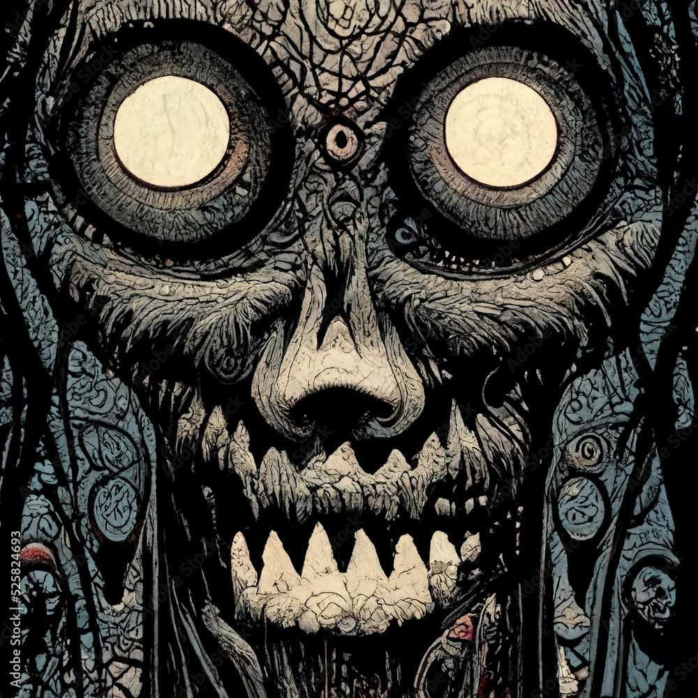 Ancient Ethnic Horror Symbols Comic Style Clipart Illustrasyon Stock ...