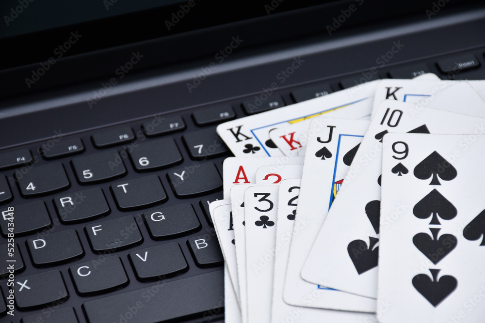 Paper cards on blank laptop keyboard, soft and selective focus, concept ...