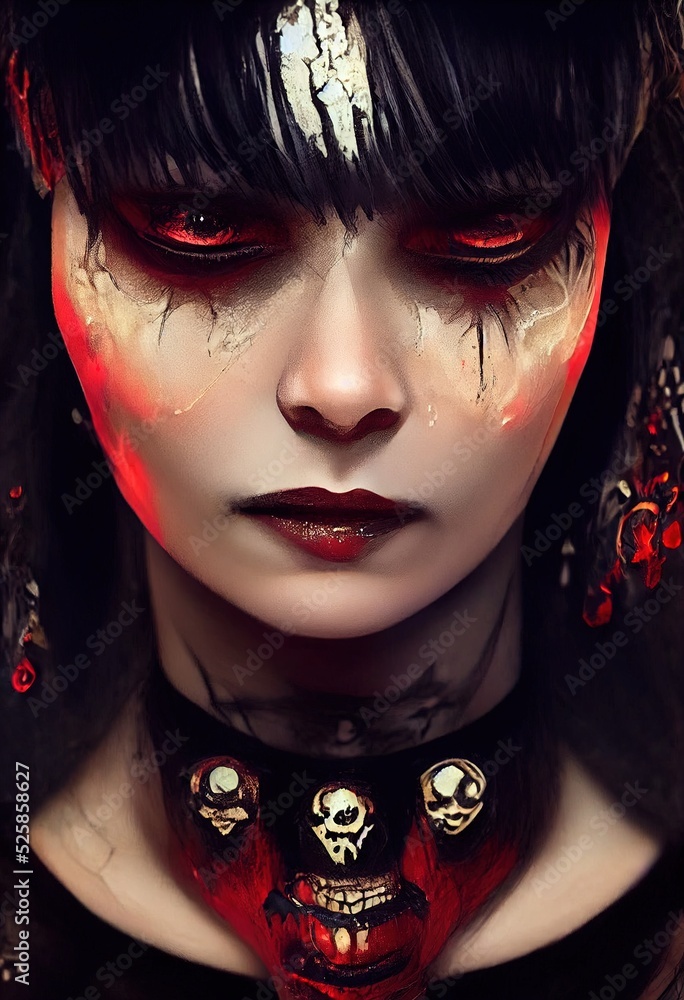 Gothic dystopian horror scene with a gothic fictional woman. Artistic ...