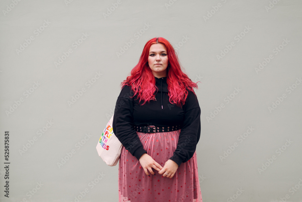 Plus size overweight fat body positive lgbtq woman with red hair and ...