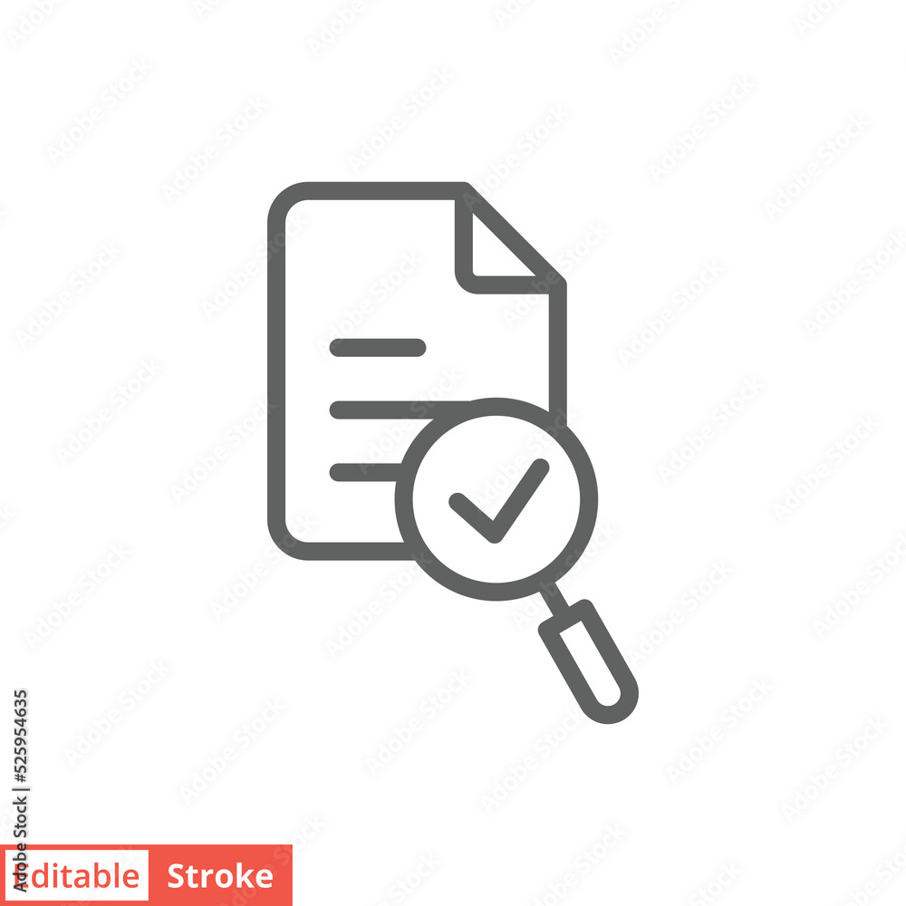 Audit icon. Simple outline style. Review, overview, verification ...