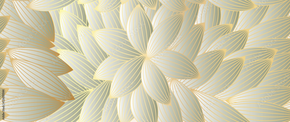 Vector de Stock Abstract botanical background vector. Luxury leaf wallpaper with gold line ...