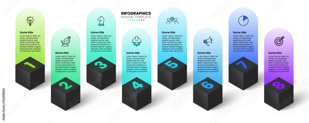 Infographic template. 3d cubes with numbers and 8 steps Stock Vector ...