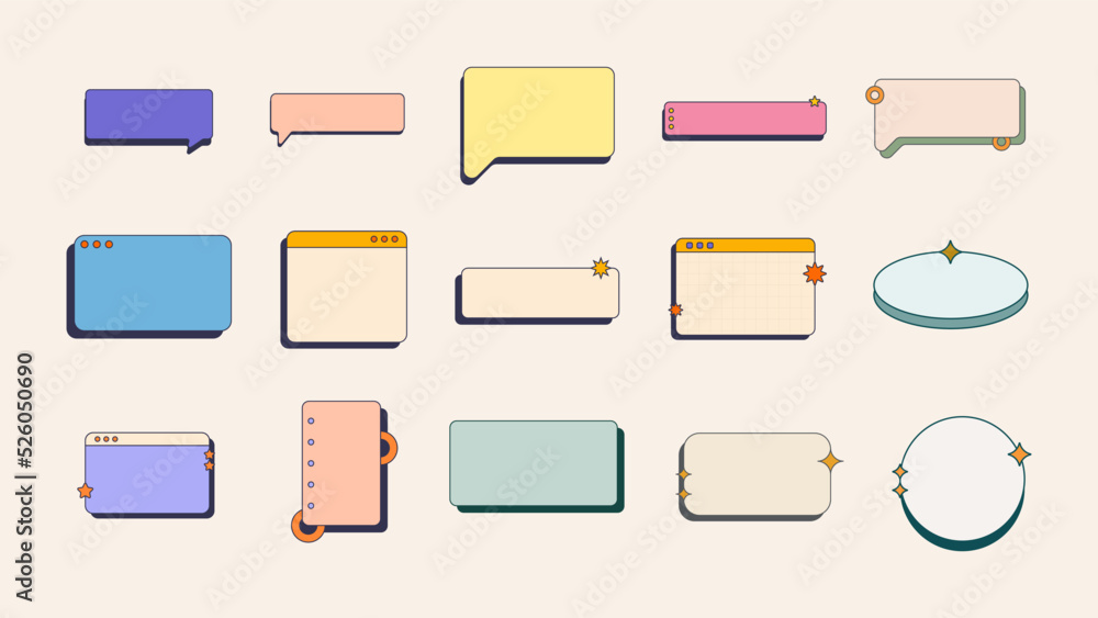 Retro frame text box space collection. Vaporwave desktop browser and ...