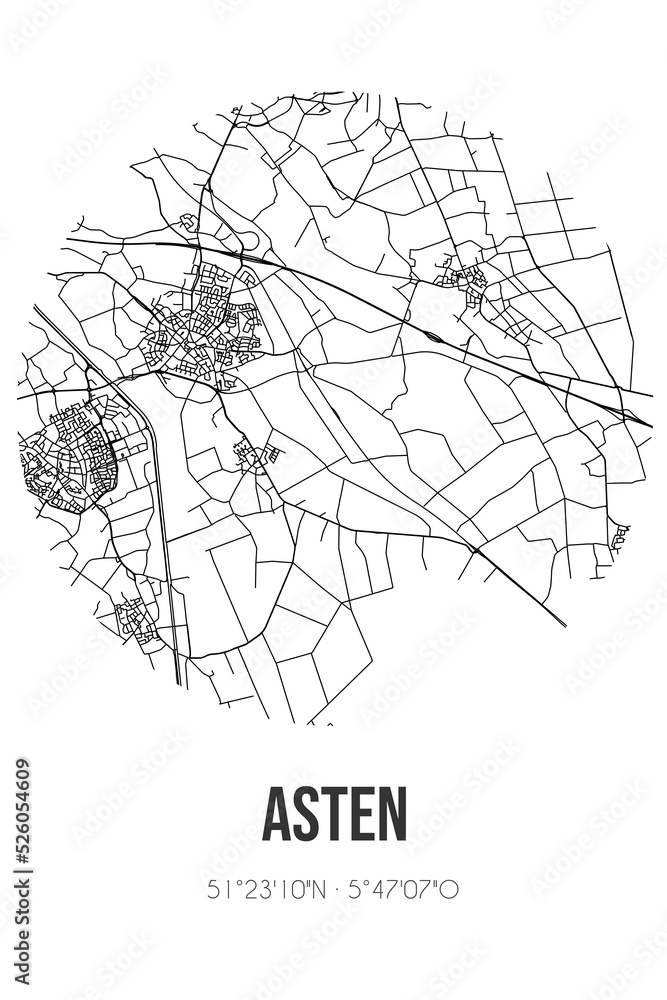 Ilustración de Stock Abstract street map of Asten located in Noord ...
