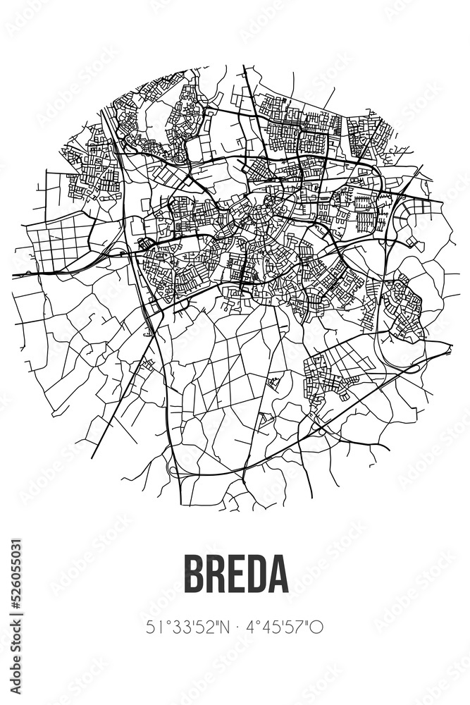 Ilustración de Stock Abstract street map of Breda located in Noord ...