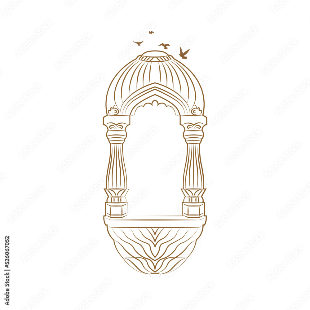 Jharokha vector illustration. Window architecture illustration ...