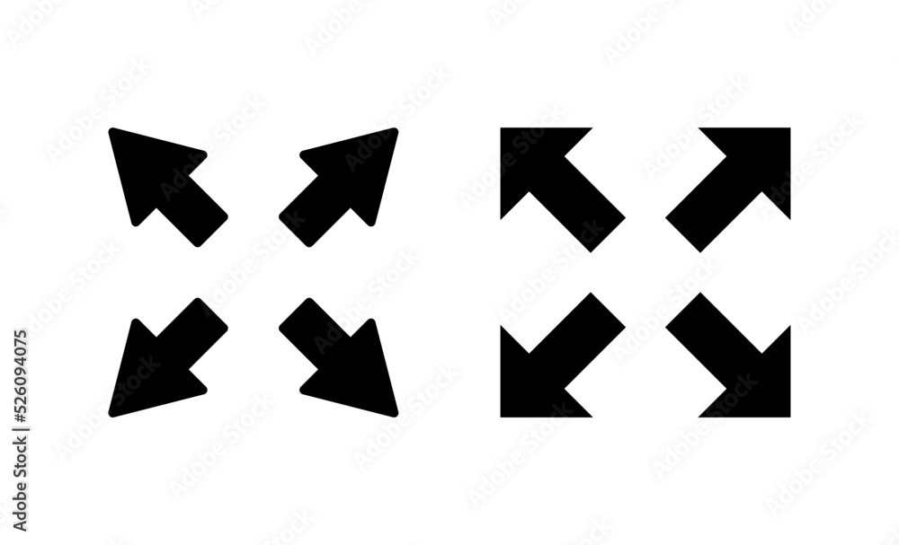 Fullscreen Icon vector. Expand to full screen sign and symbol. Arrows ...