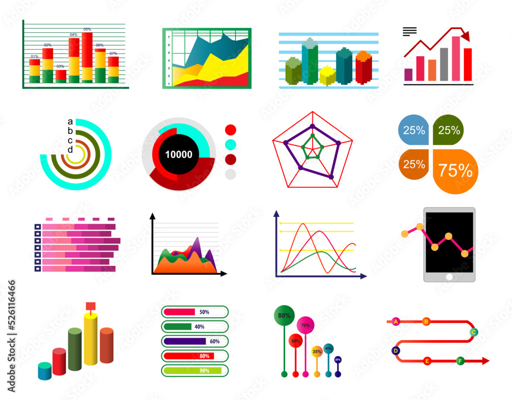 statistic diagram chart colorful. diagram chart graph elements vector ...