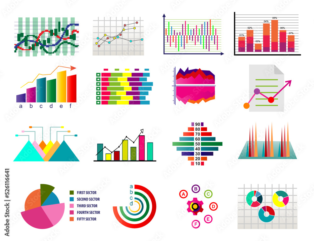 statistic diagram chart colorful. diagram chart graph elements vector ...
