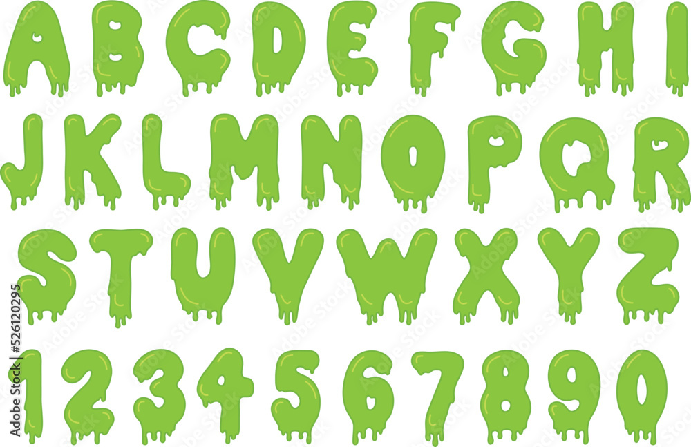 Dripping Slime Toxic Alphabet Letter and Number Clipart Set Stock ...