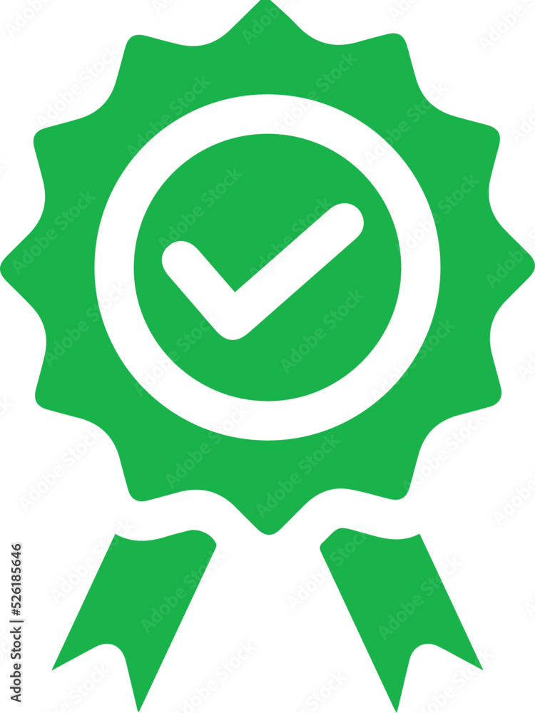 Vektor green badge correct mark icon. green Approved icon. certified ...