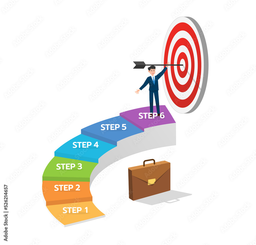Infographic template for business. 6 Steps Modern Target diagram with ...